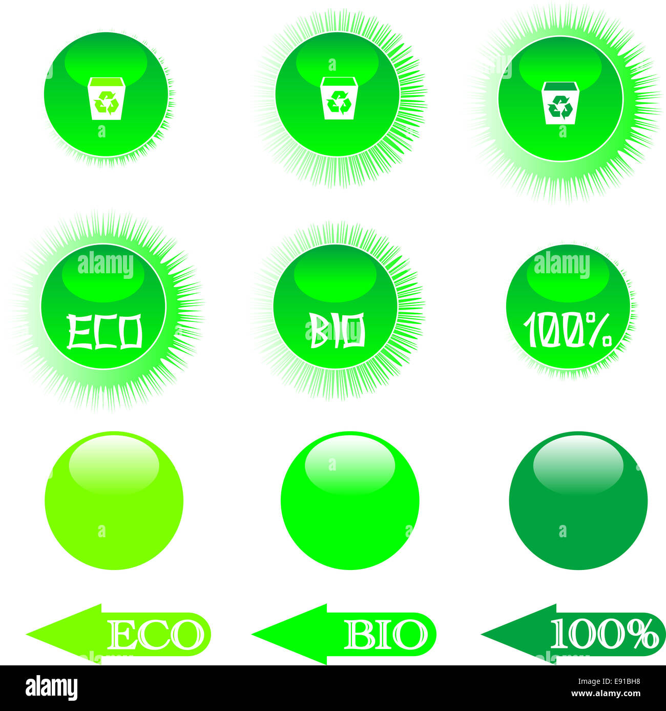 set eco green buttons Stock Photo - Alamy