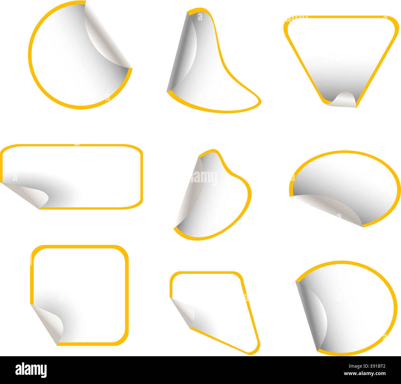 white sticker with yellow border set Stock Photo - Alamy