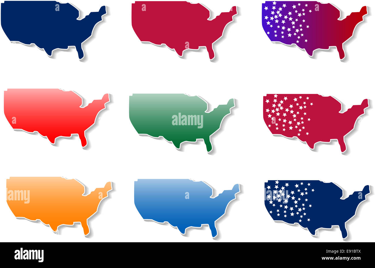 form of Usa stickers set Stock Photo - Alamy