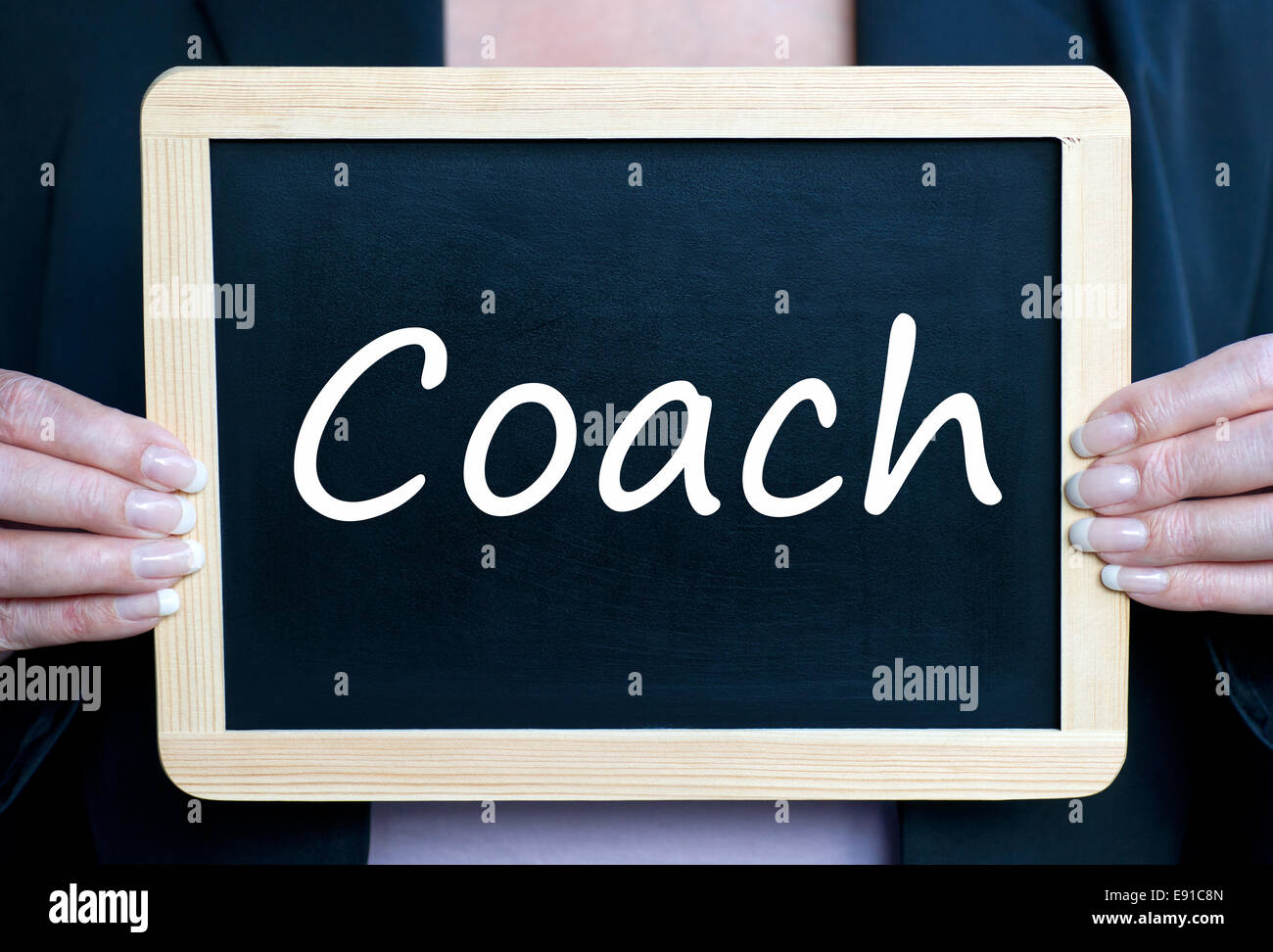 Coach with Chalkboard Stock Photo - Alamy