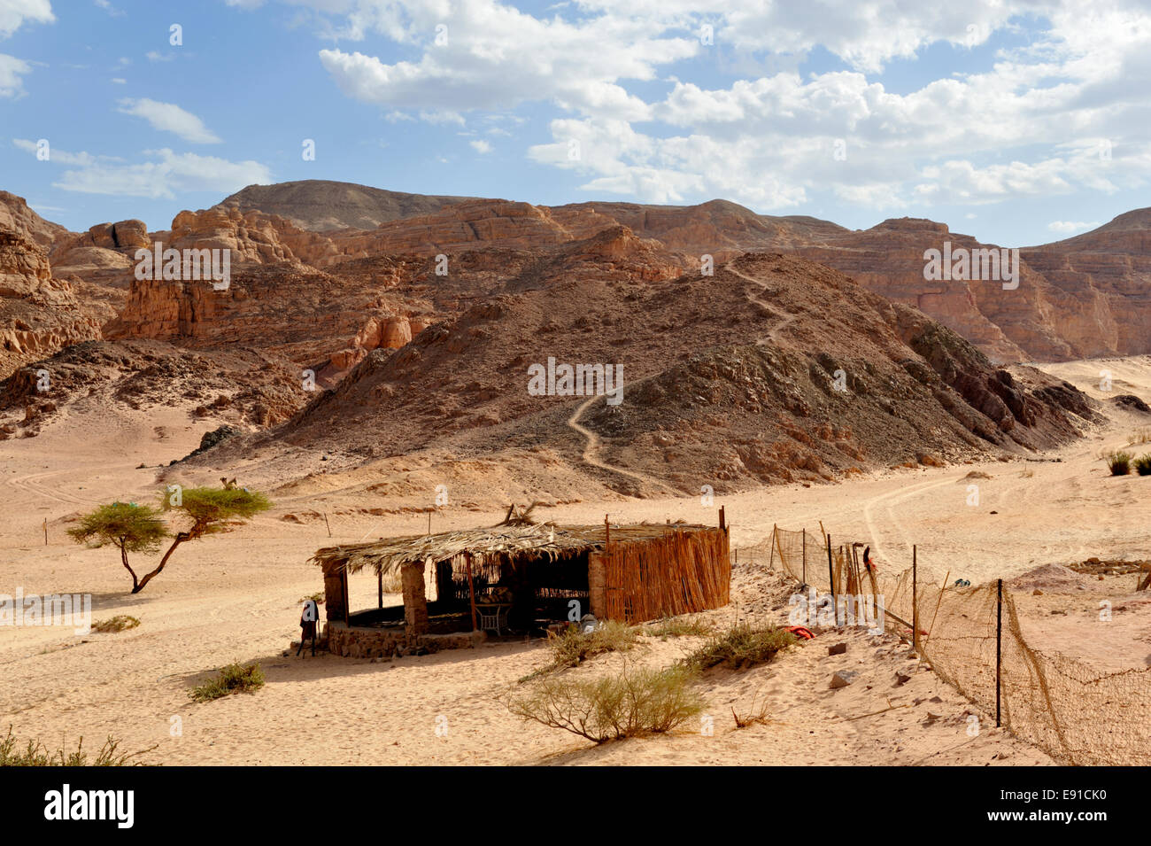Shelter outside Ain Hudra (or Ayun Khodra) Oasis in south Sinai desert ...