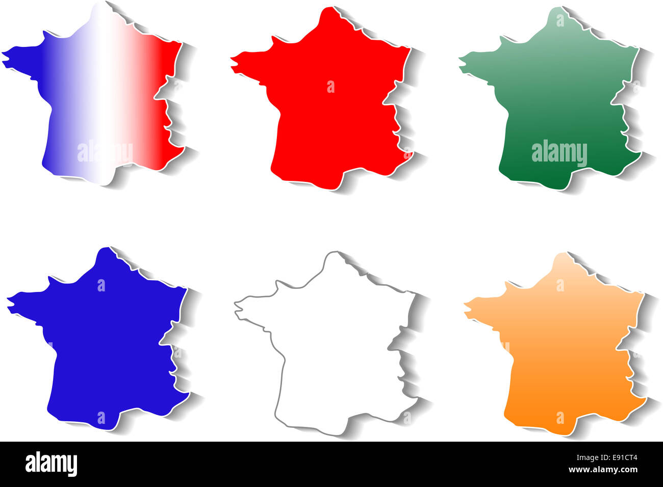 form of France map stickers set Stock Photo - Alamy