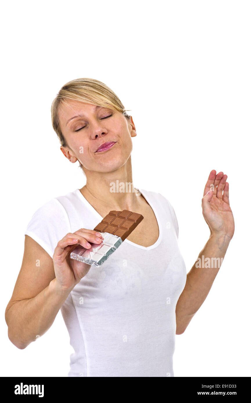 Young women like chocolate Stock Photo - Alamy