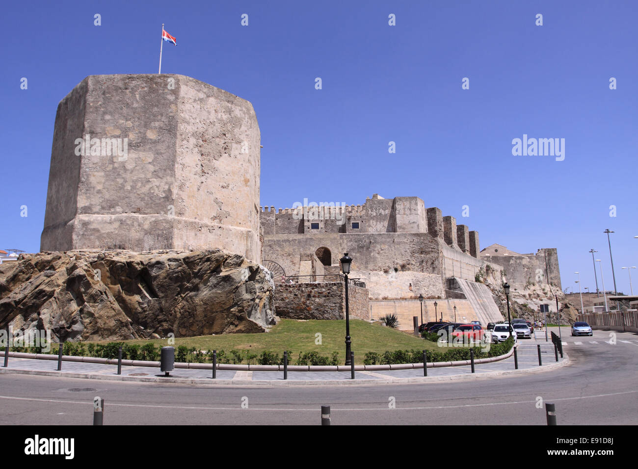 Tarifa Spain the Castillo de Guzman castle dominates the sea front of ...