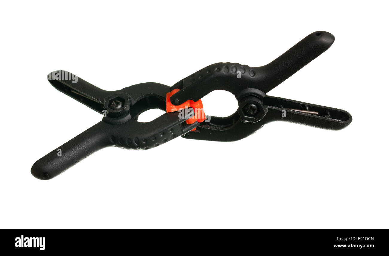 Two black spring clips Stock Photo - Alamy