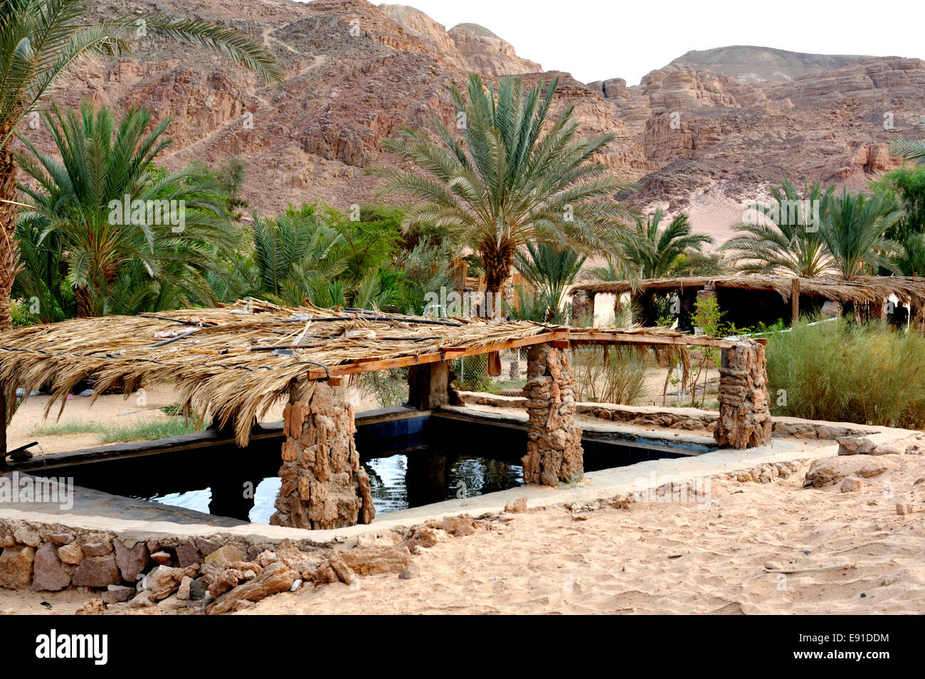 Water storage tanks at Ain Hudra (or Ayun Khodra) Oasis in south Sinai ...