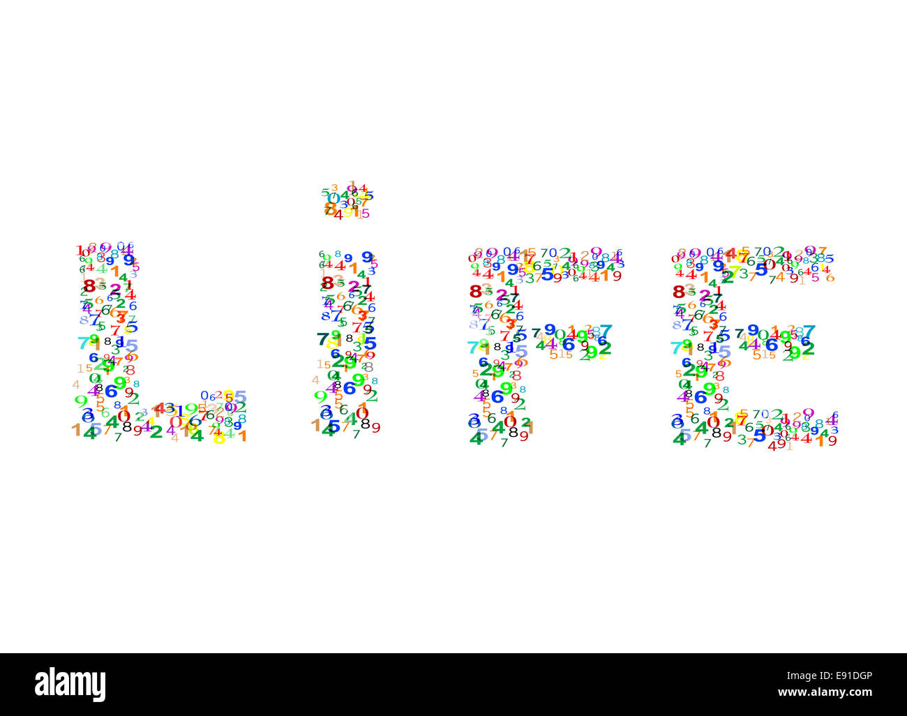 Life word made from colorful numbers Stock Photo - Alamy