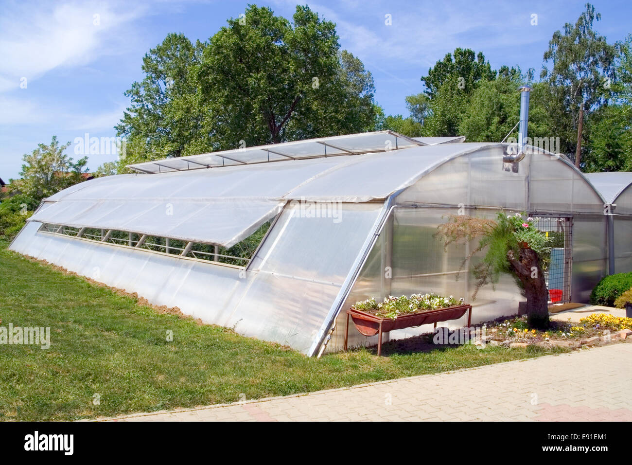 Simple green house Stock Photo - Alamy
