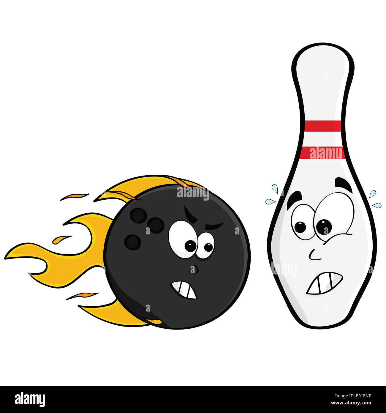 Angry ball scares pin Stock Photo - Alamy