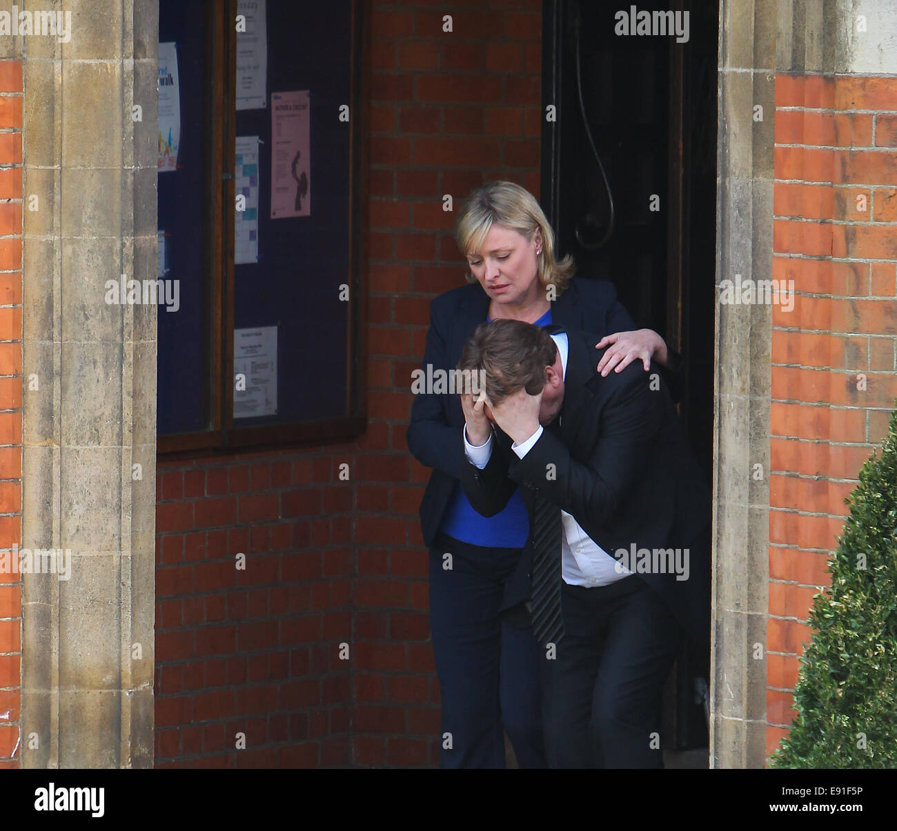 A distraught Ian Beale leves the church after daughter Lucy's funeral ...
