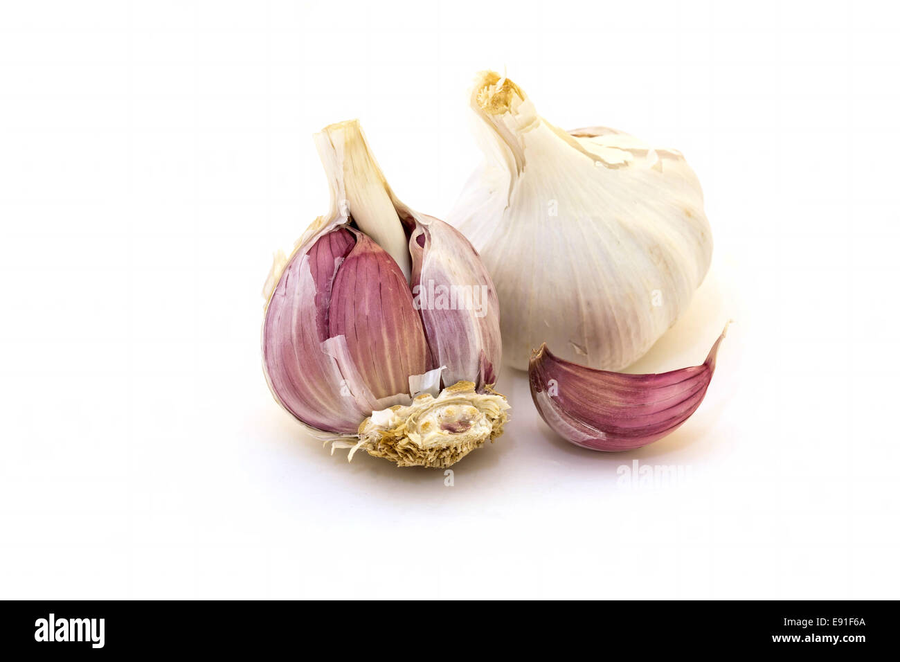Healthy garlic on the white background Stock Photo - Alamy