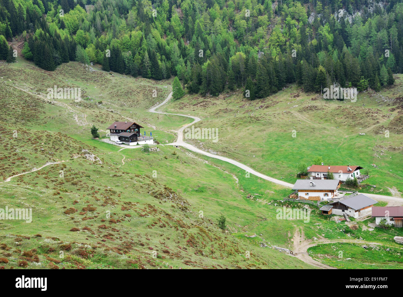 Farms in the alps Stock Photo - Alamy