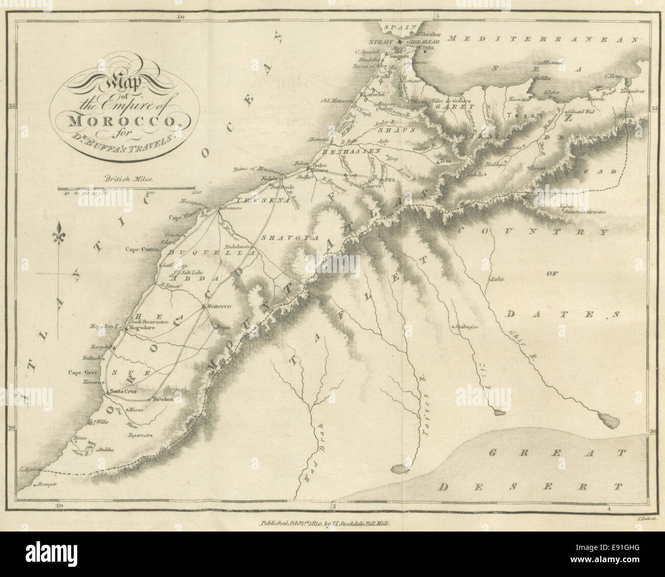 This 1810 map of the Empire of Morocco offers a geographical ...