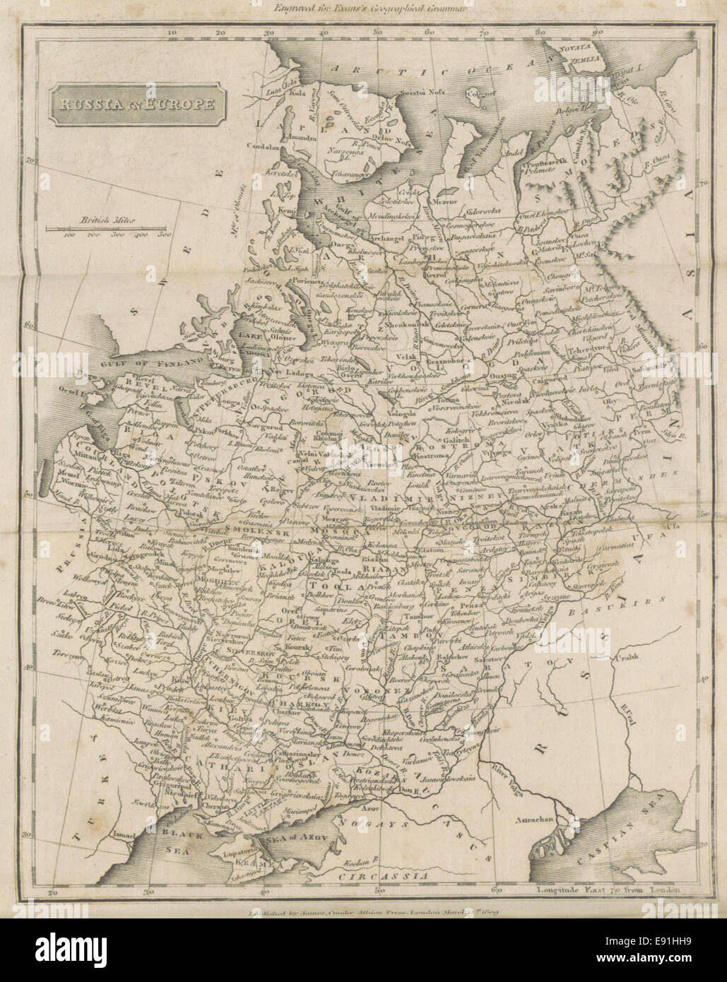 The 1811 map of Russia in Europe provides a detailed geographic ...