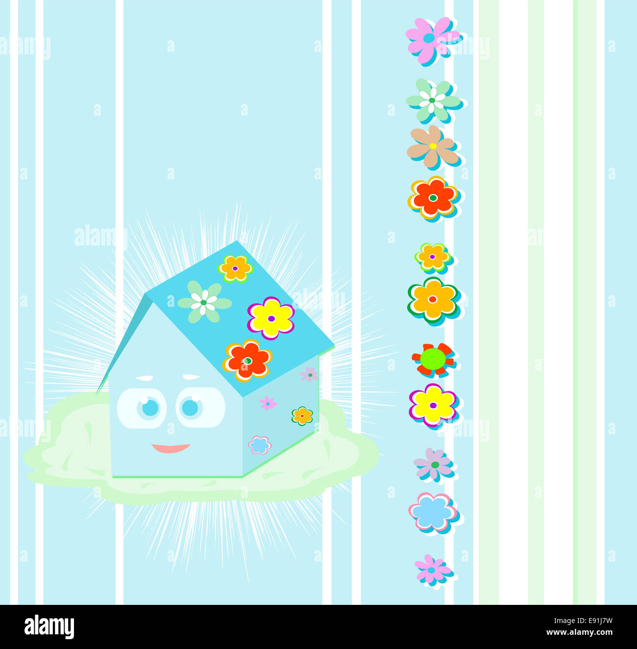 Cute blue house icon Cut Out Stock Images & Pictures - Alamy