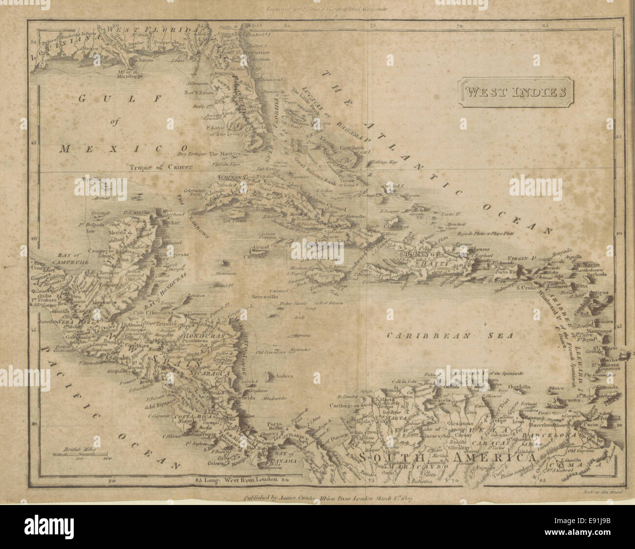 Caribbean colonies map hi-res stock photography and images - Alamy