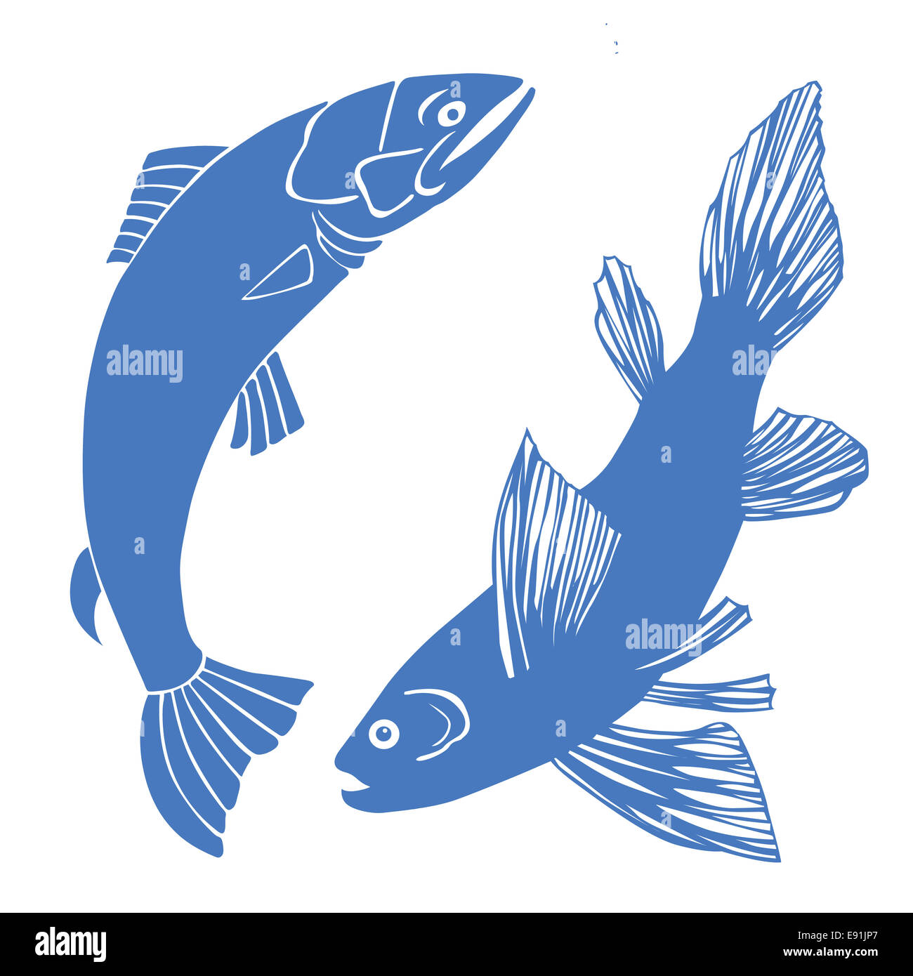 set of fish on white background Stock Photo - Alamy