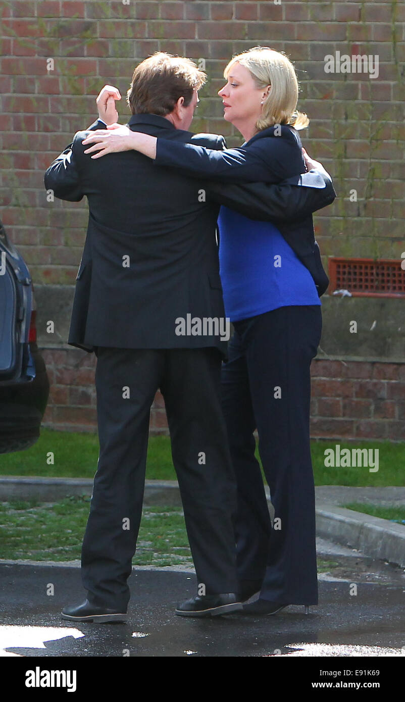 A distraught Ian Beale leves the church after daughter Lucy's funeral ...