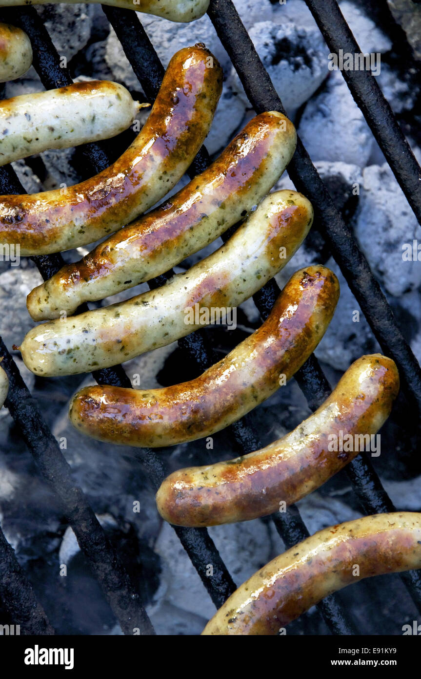 Sausages on the grill Stock Photo - Alamy