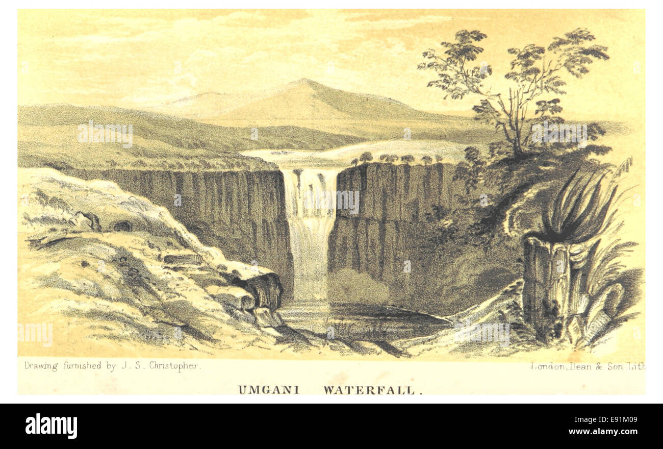 This 1850 illustration depicts the Umgani Waterfall, capturing its ...