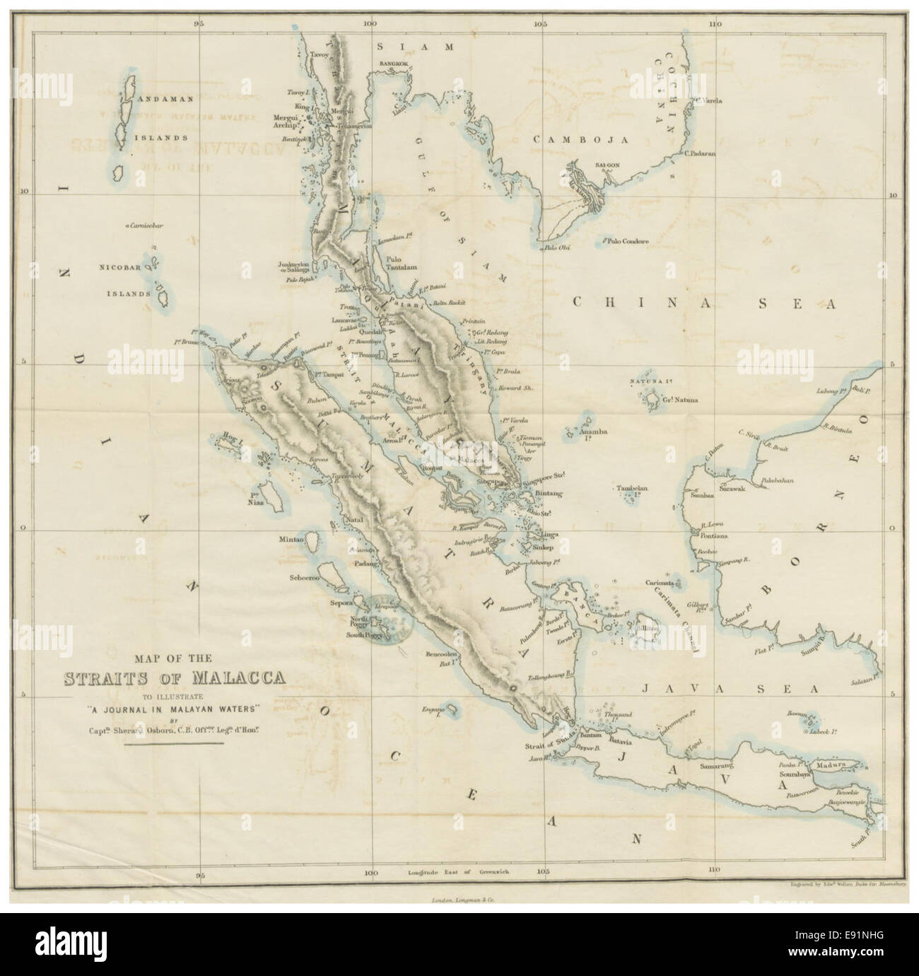 Malacca straits map hi-res stock photography and images - Alamy
