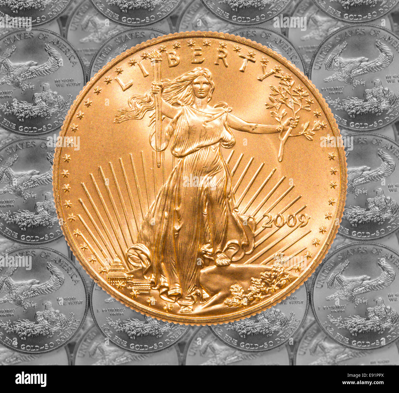 Single Liberty gold coin Stock Photo - Alamy