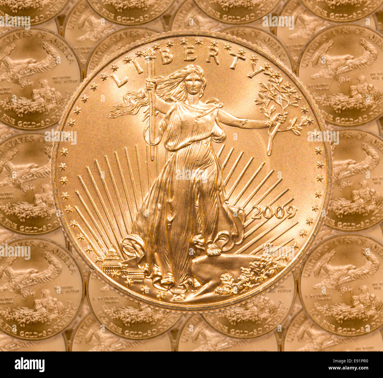 Single Liberty gold coin Stock Photo - Alamy