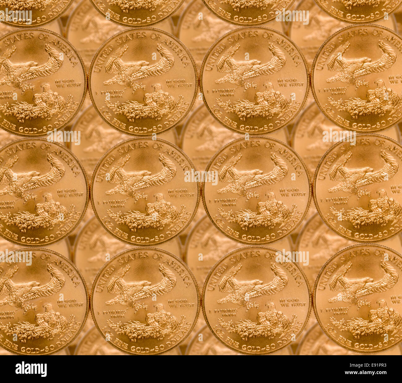 Stack of golden eagle coins Stock Photo - Alamy