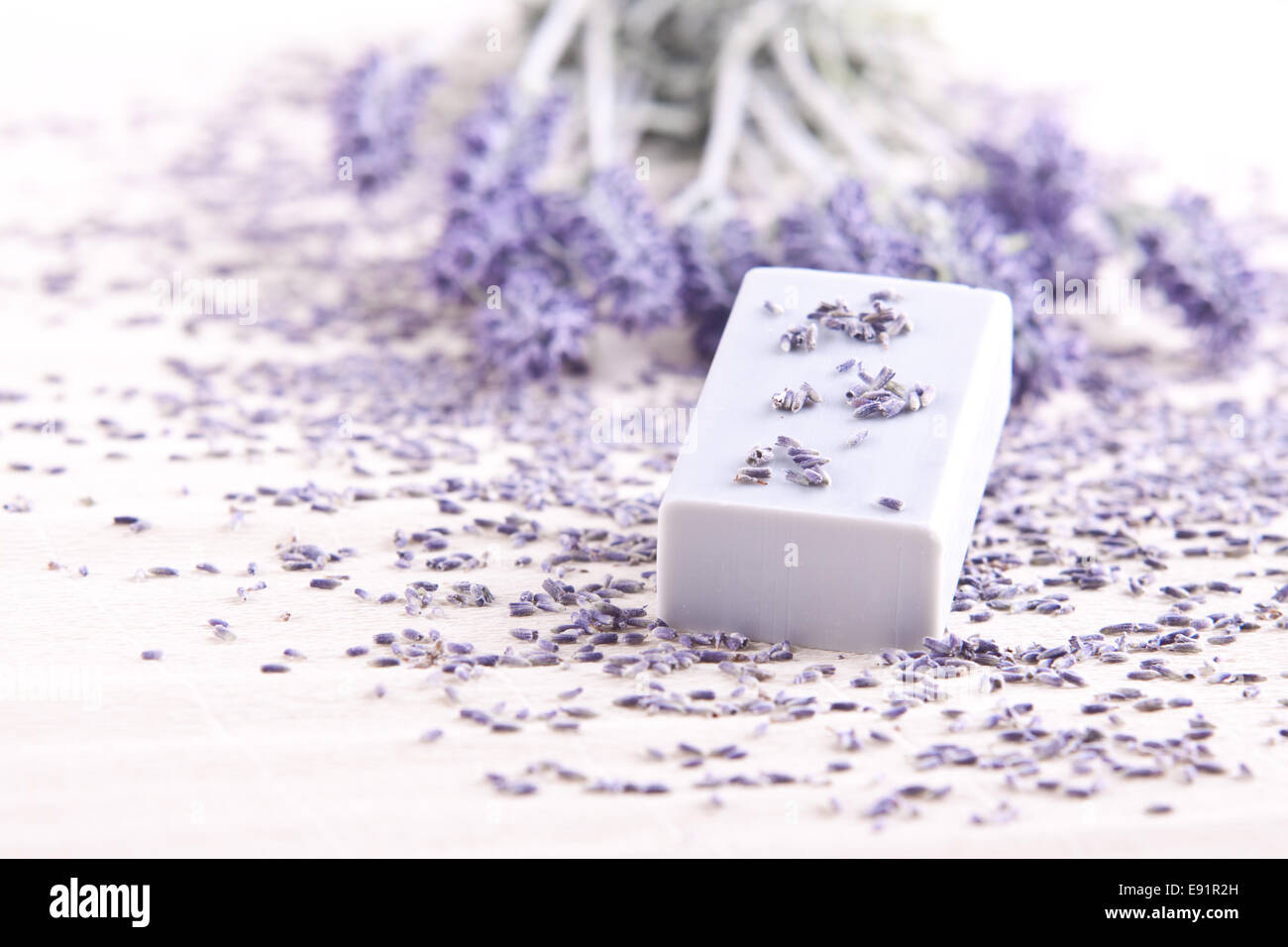 lavender soap with lavender flowers Stock Photo - Alamy