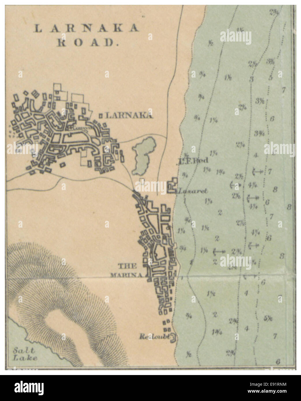 This 1878 map depicts Larnaka, a coastal city in Cyprus, detailing its ...