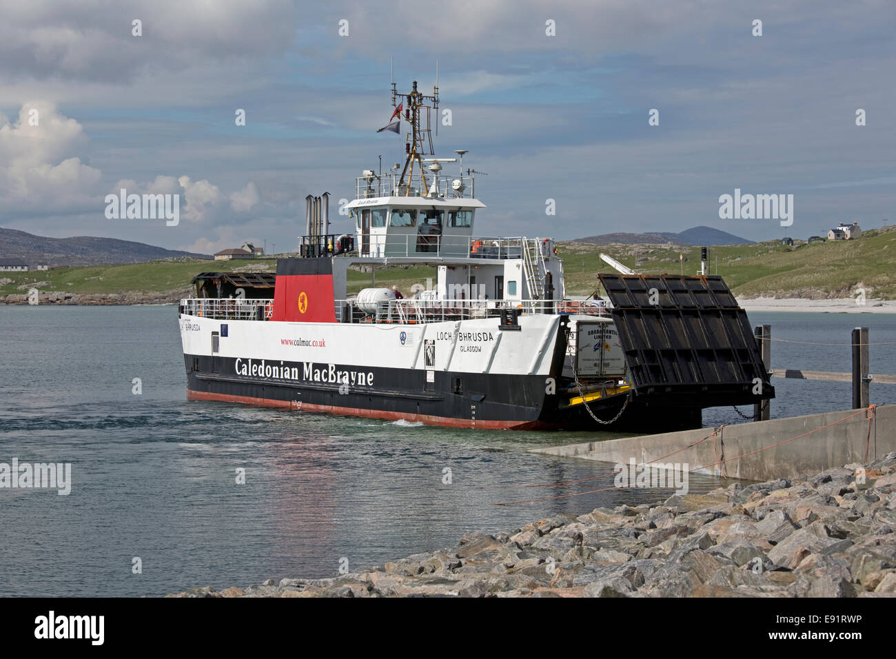 Calmac ferryLoch Bhrusda leaving Castlebay Barra Outer Hebrides ...