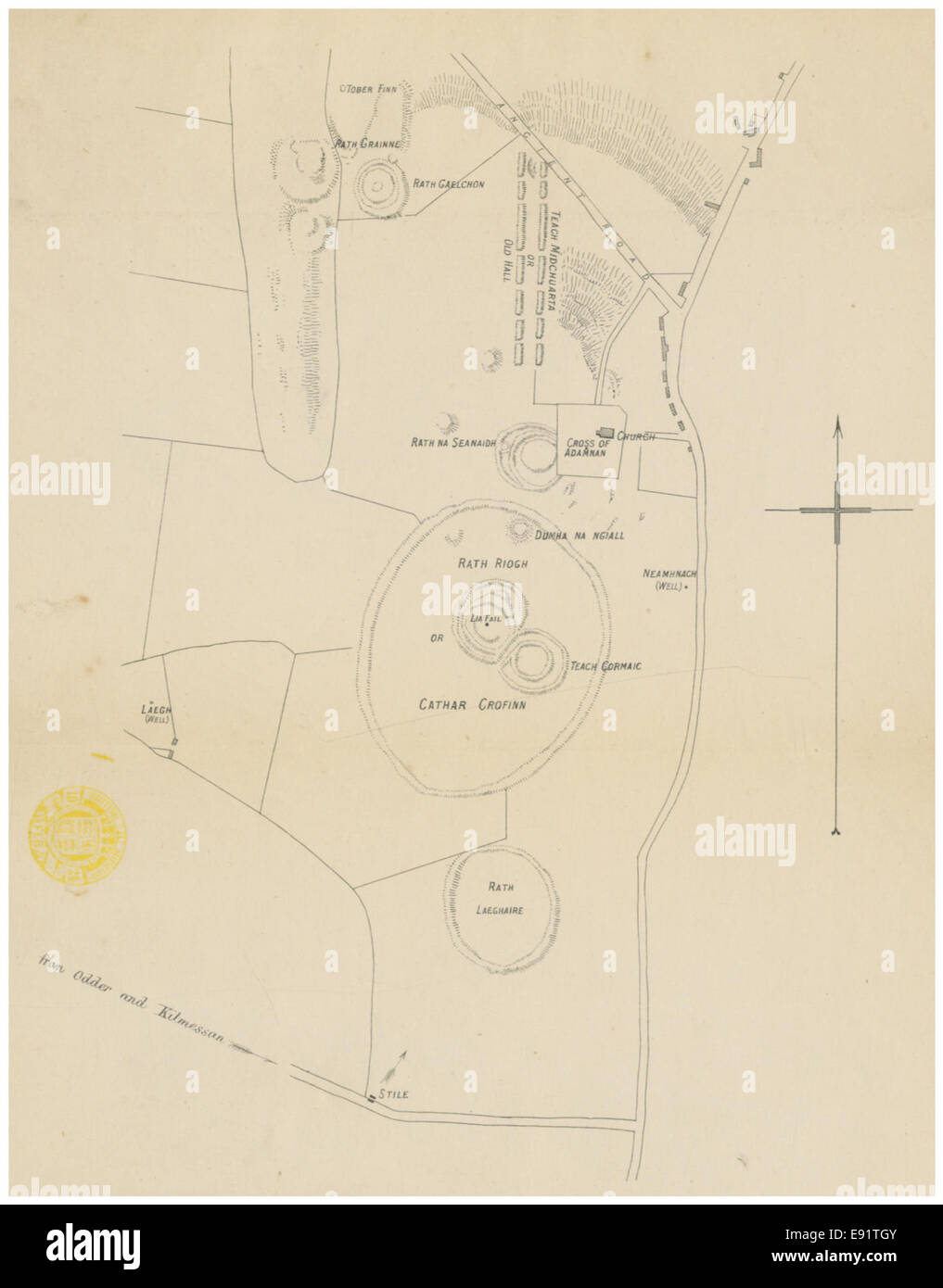This 1879 map illustrates the Hill of Tara, a significant ...