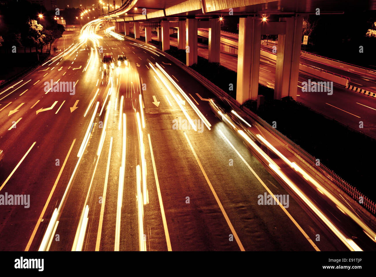 traffic in night Stock Photo - Alamy