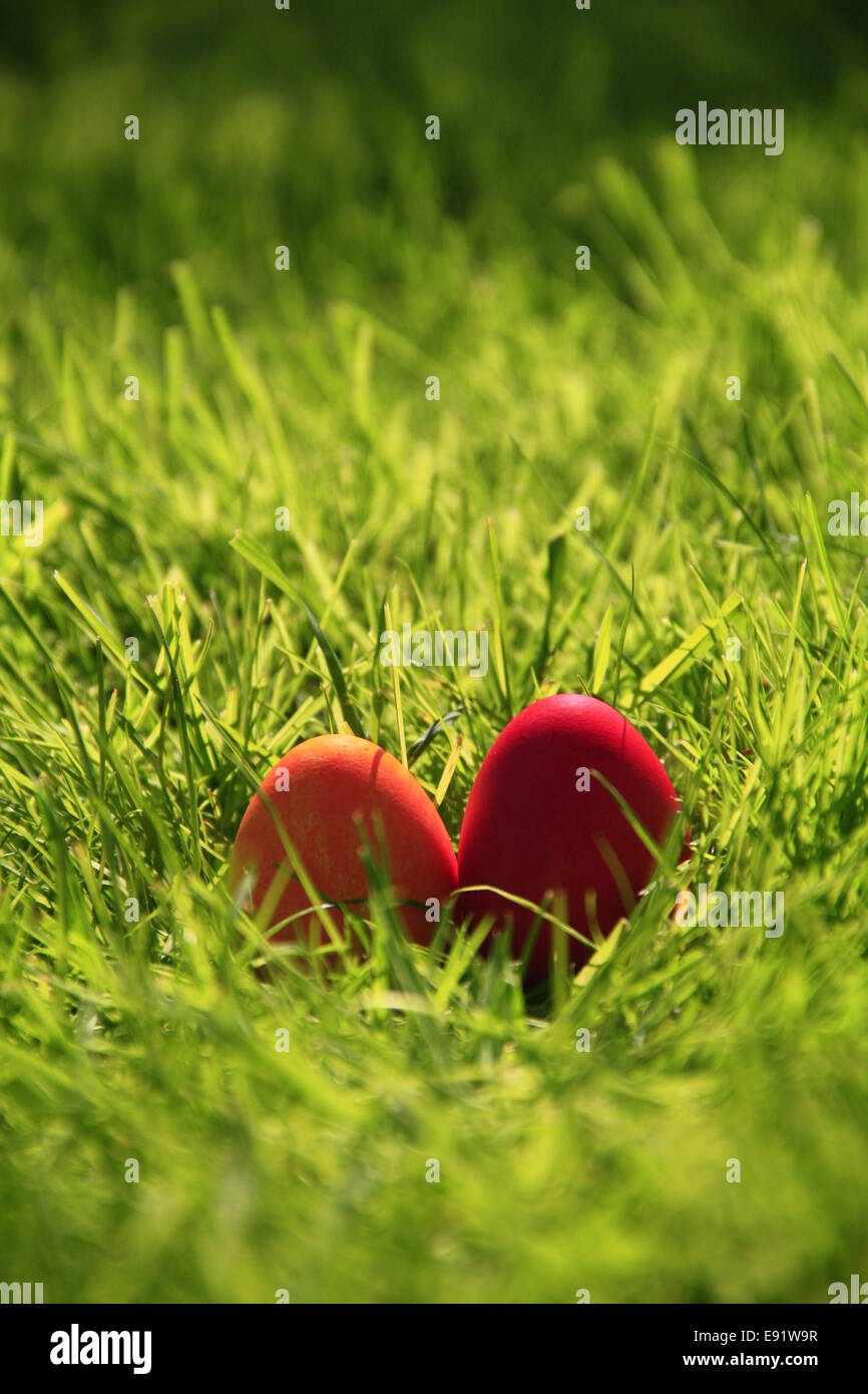 Red Easter eggs Stock Photo - Alamy