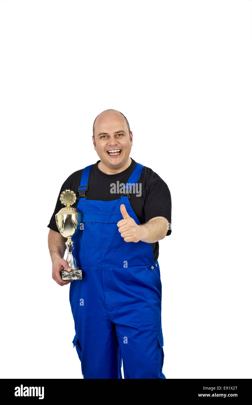 Craftsmen with trophy Stock Photo - Alamy