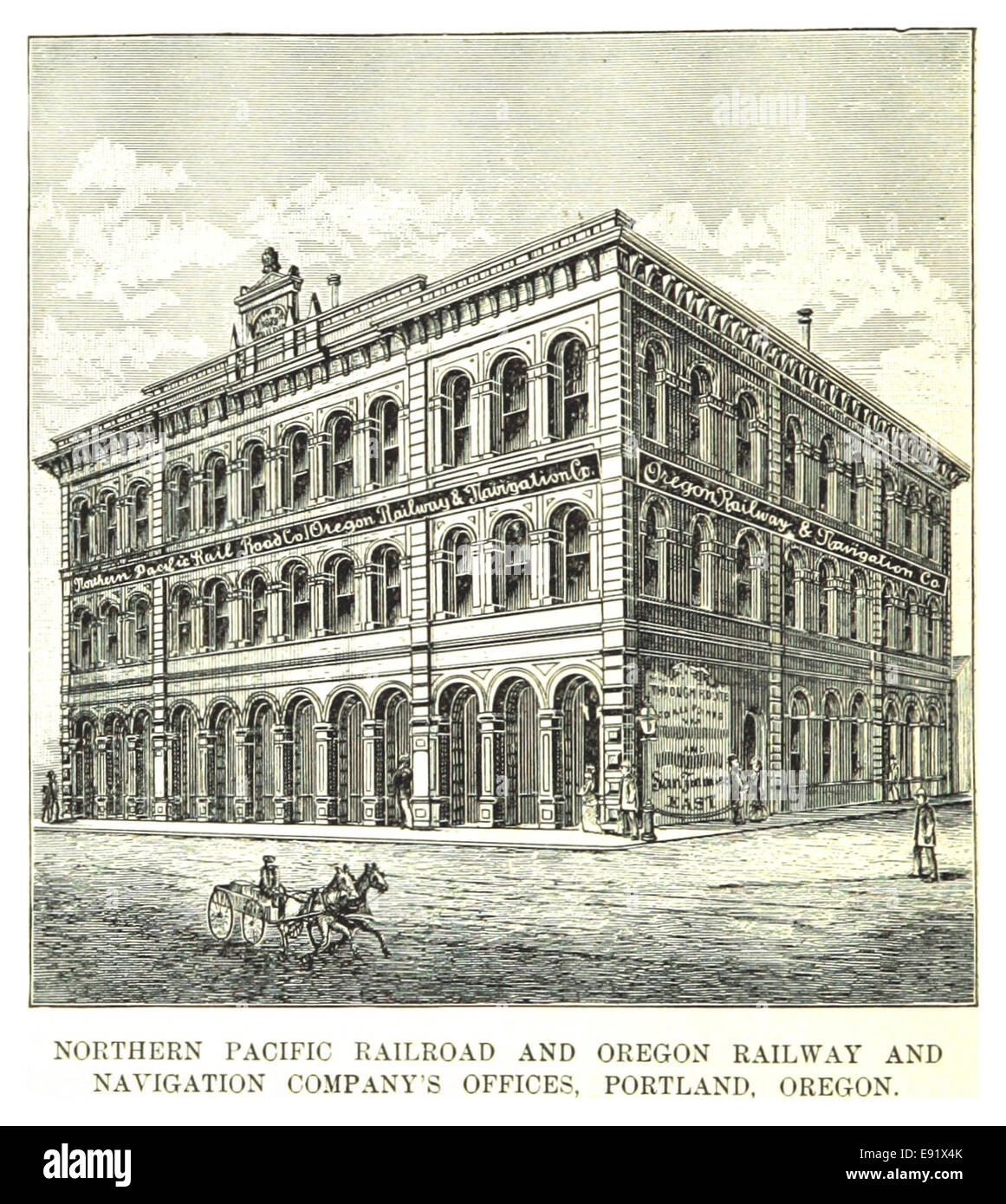 An 1882 illustration showing the offices of the Northern Pacific ...