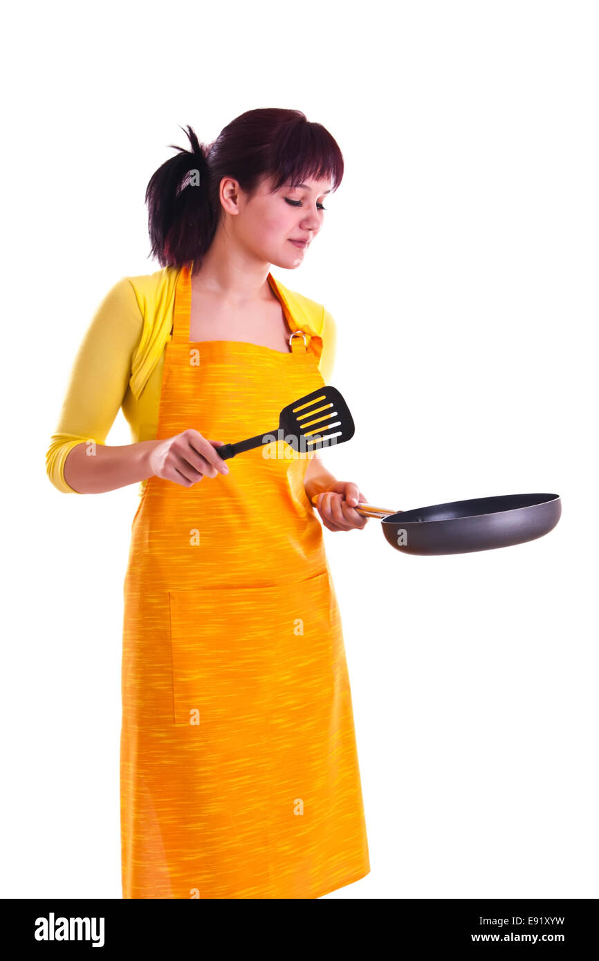 woman with a pan Stock Photo - Alamy