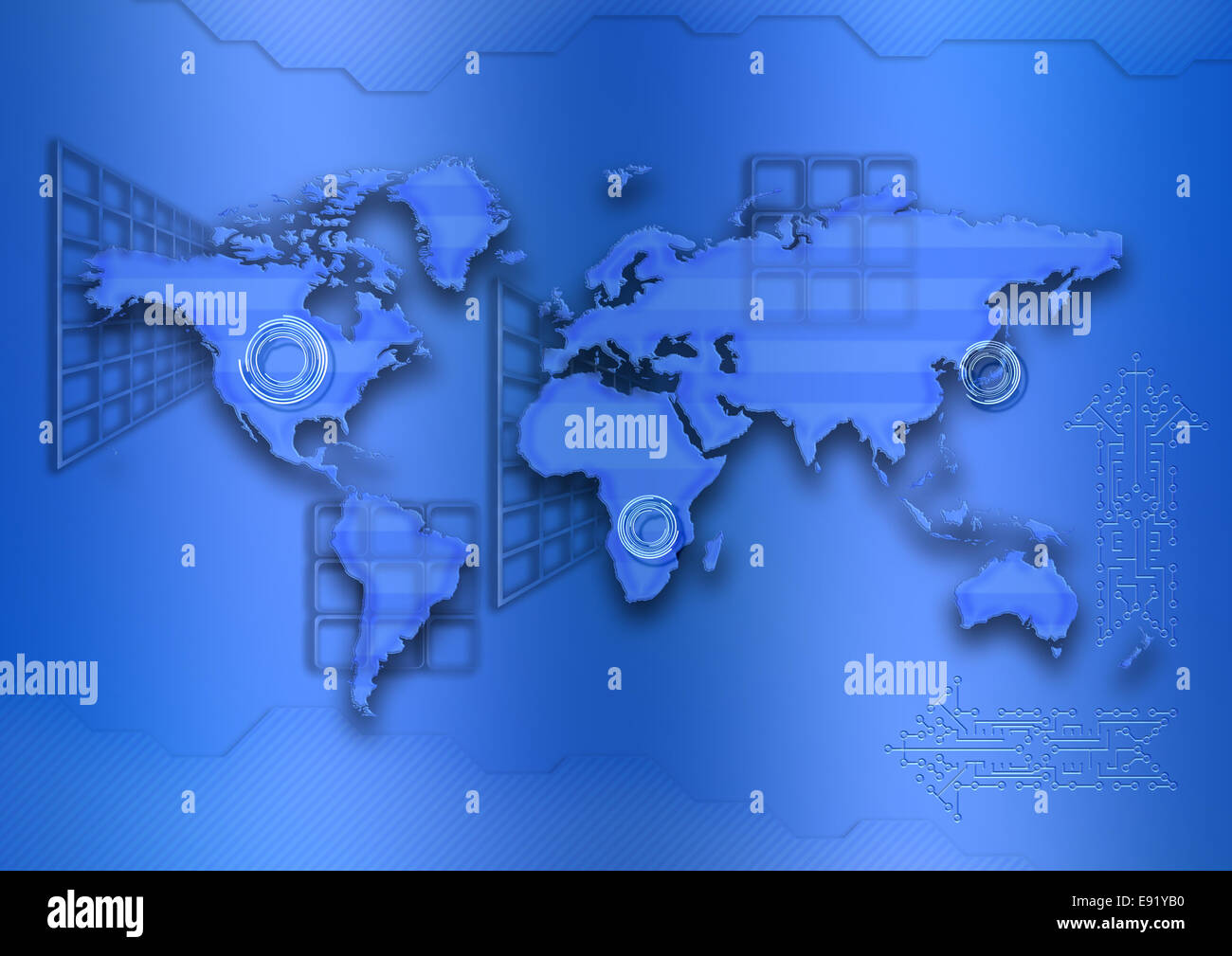 background with the world map and label Stock Photo - Alamy