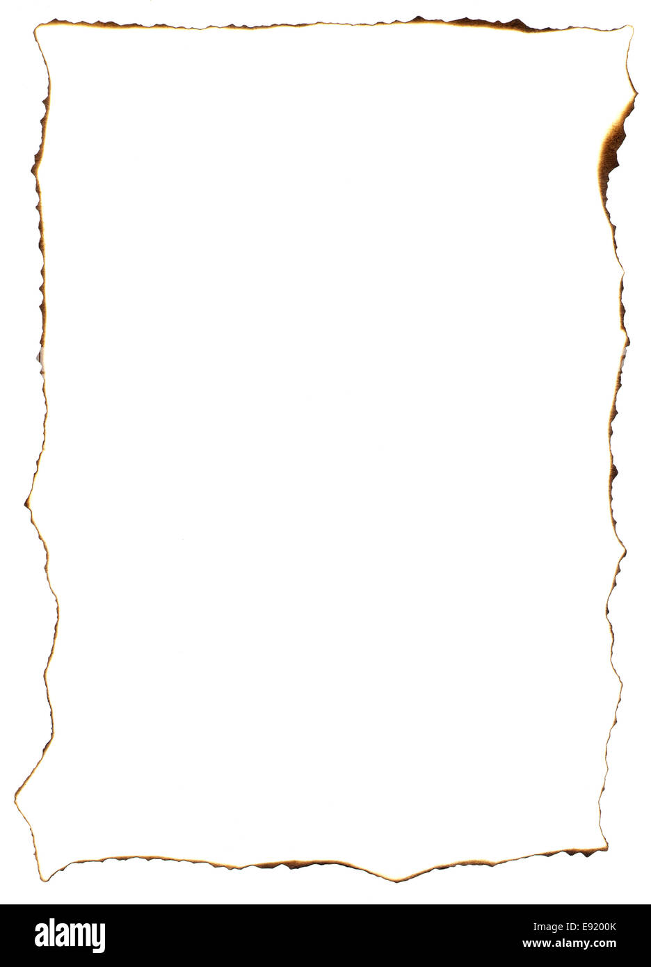 Frame of burnt edges on old paper sheet Stock Photo - Alamy