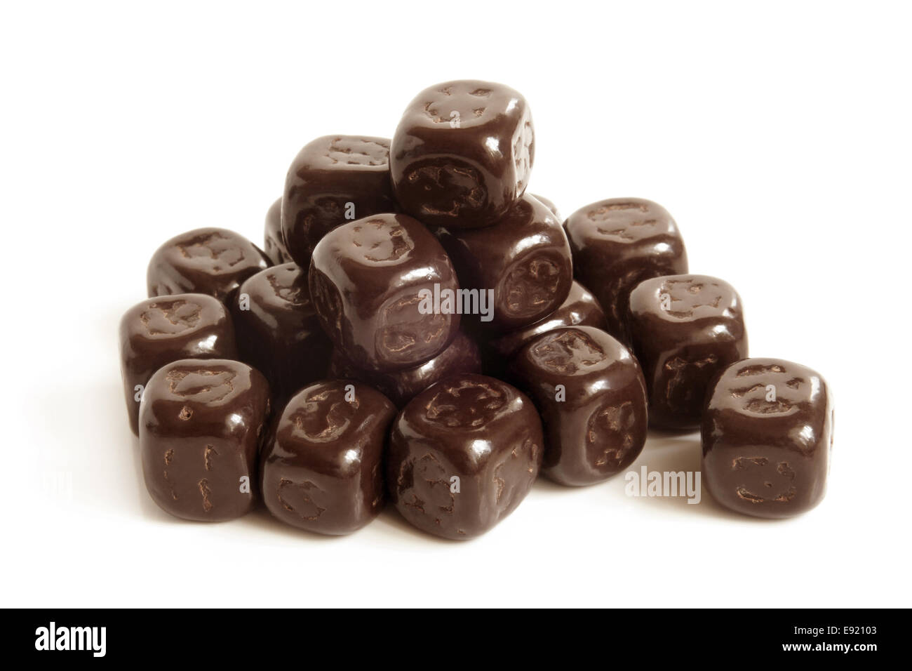 Dark chocolate cubes Stock Photo - Alamy
