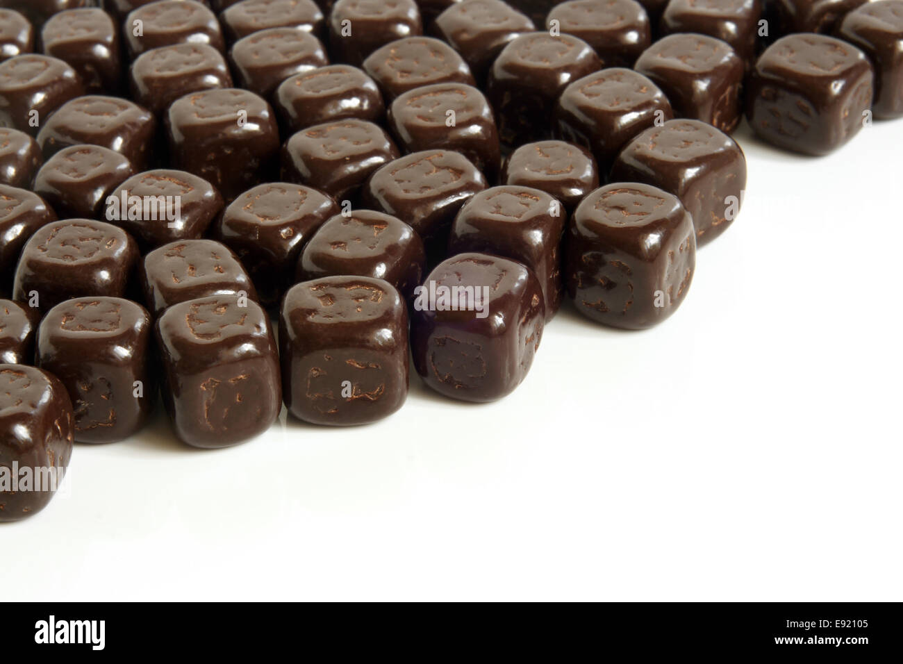Dark chocolate cubes Stock Photo - Alamy