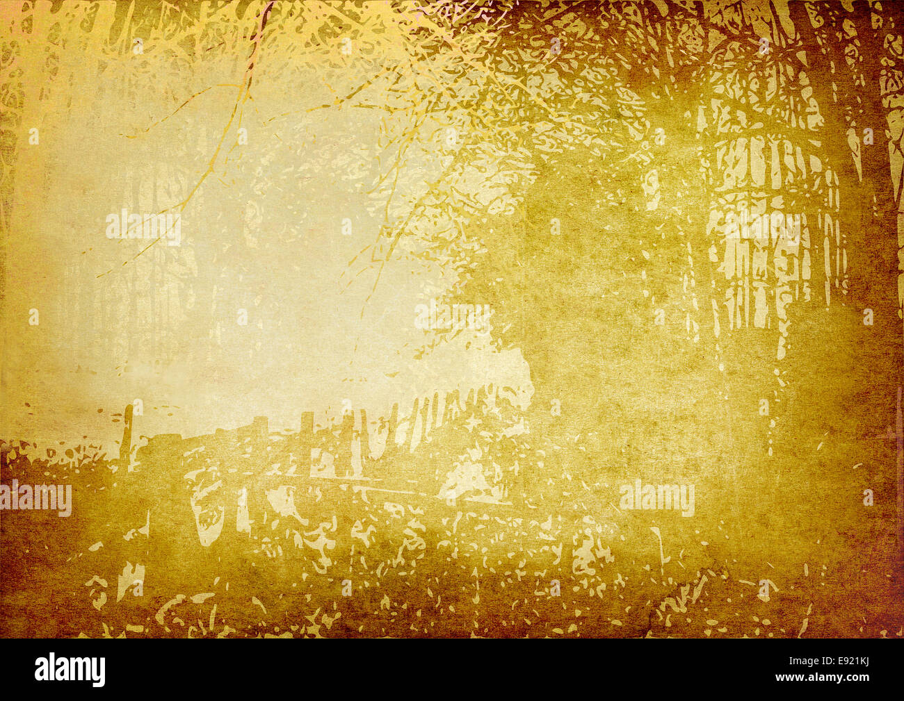 landscape on old paper grunge Stock Photo - Alamy