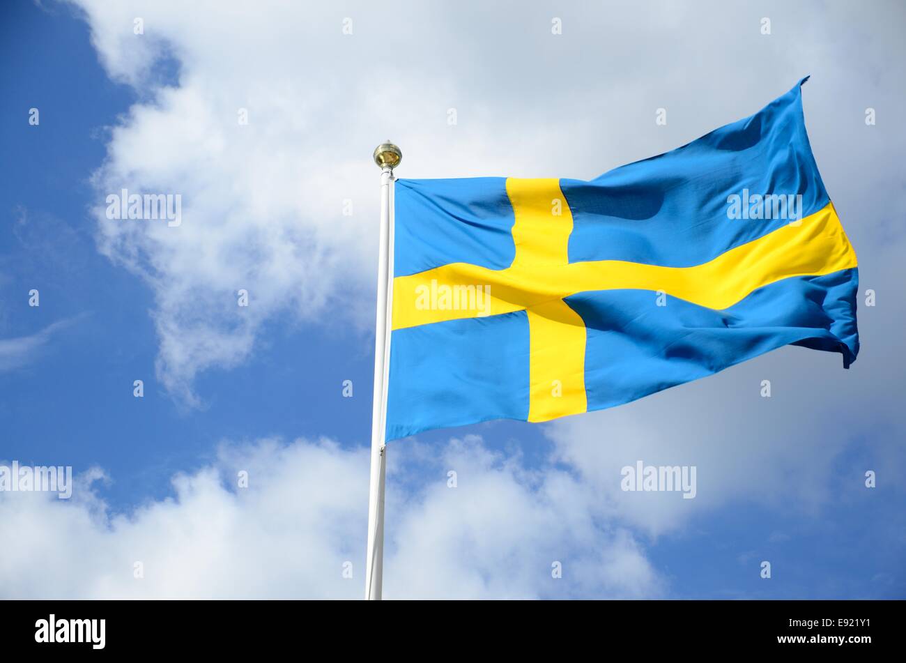 Swedish flagpole with swedish flag hi-res stock photography and images ...