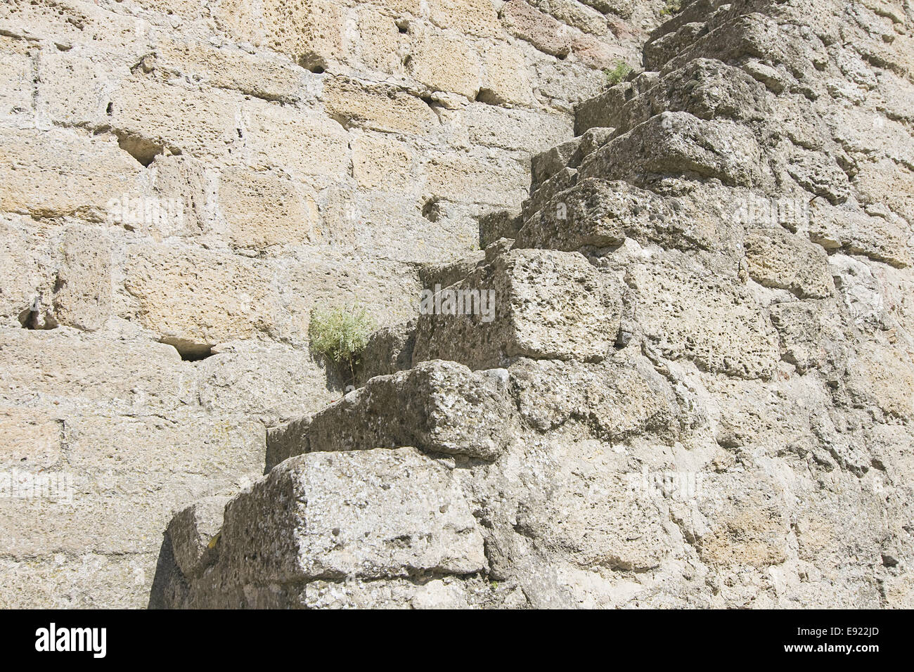 Stone ladder on an old medieval wall Stock Photo - Alamy