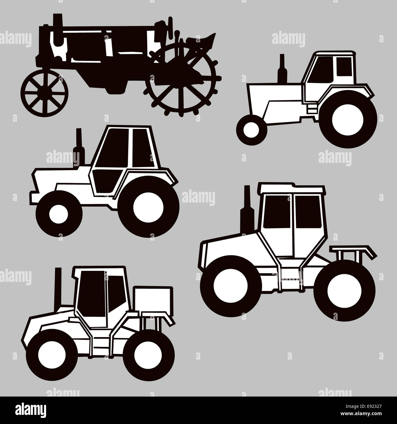 tractor silhouette on gray background Stock Photo - Alamy