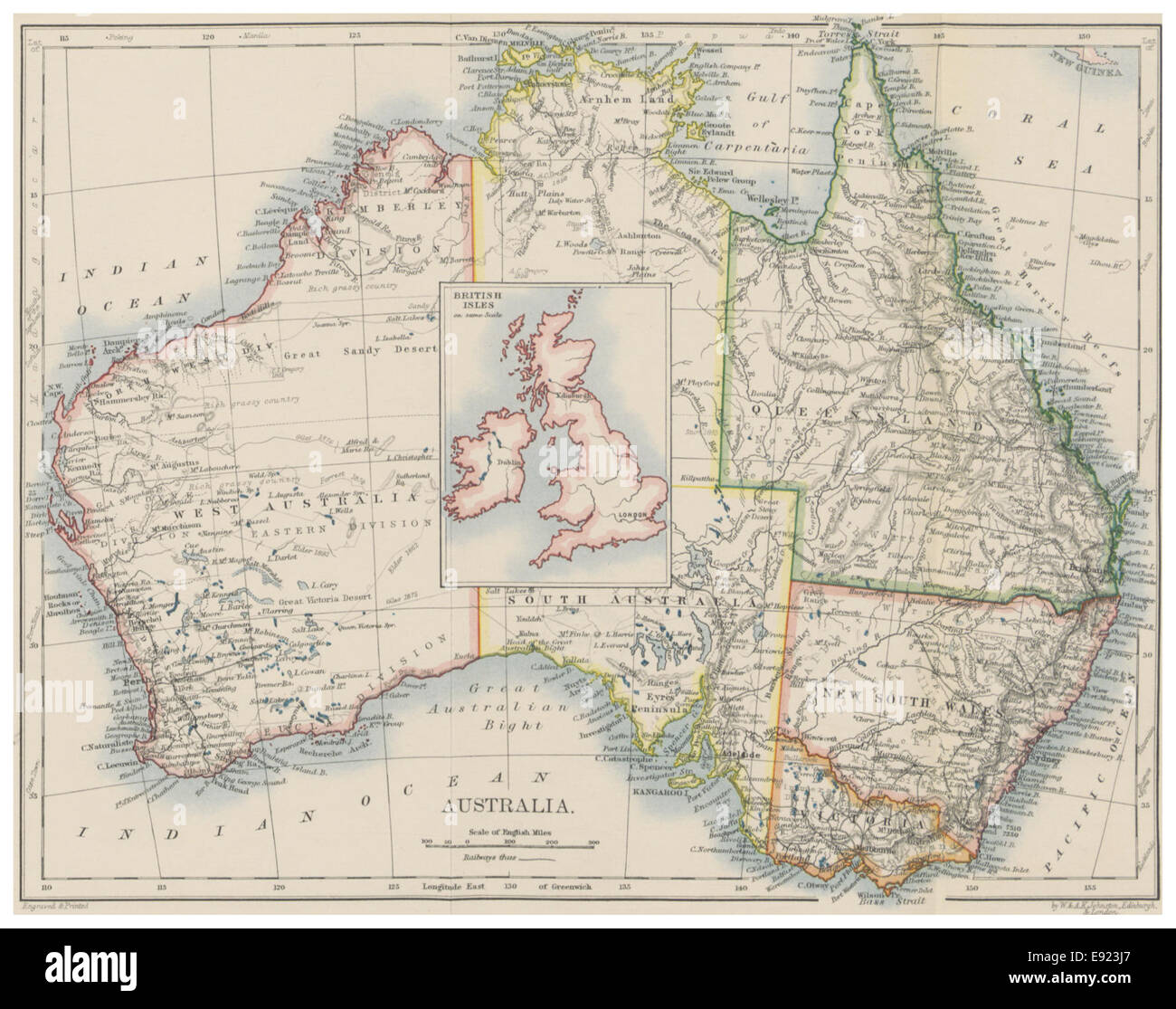 A 1897 illustration of Australia, featuring a vintage map or sketch ...