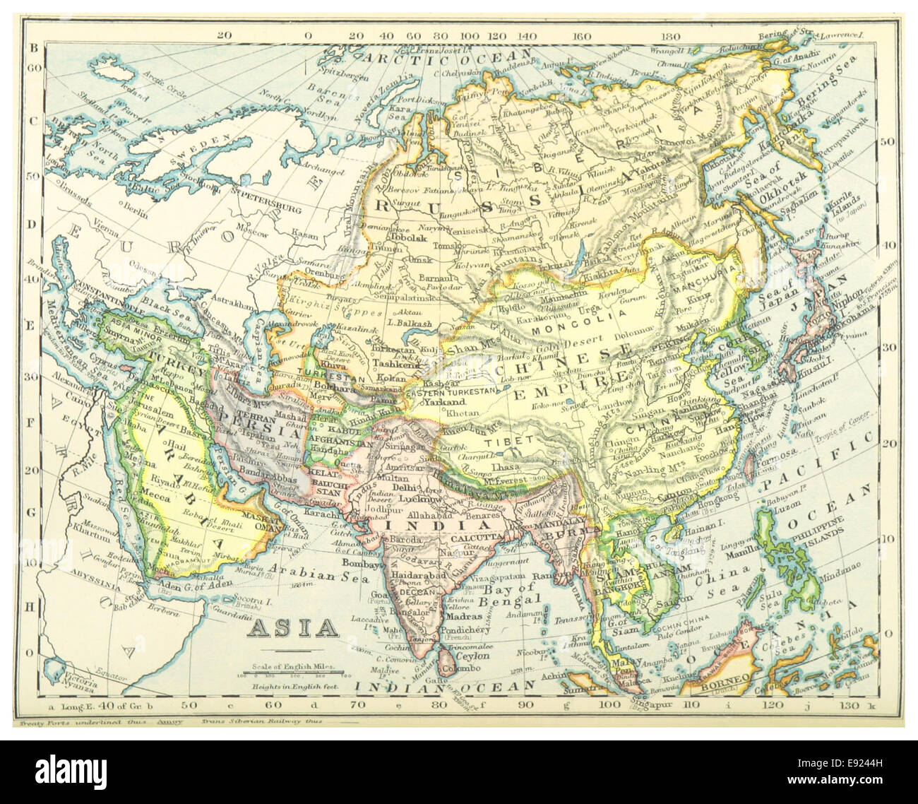 An 1899 map of Asia compiled by Irvine, showcasing the geographical ...