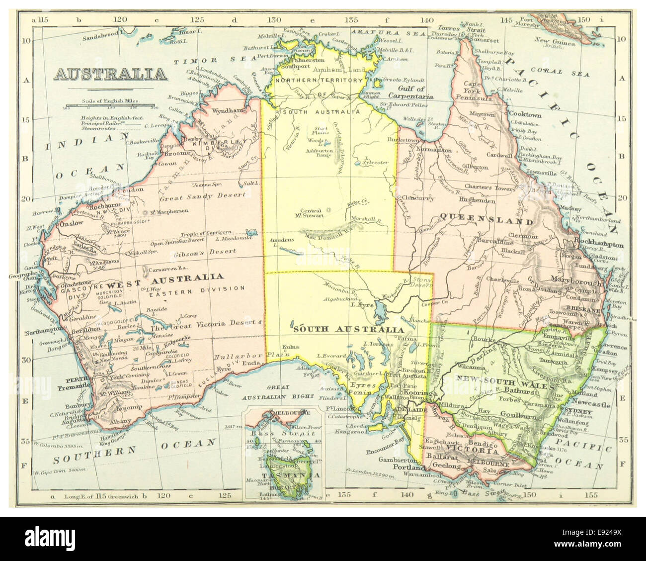 A 1899 map of Australia, compiled by Irvine, detailing the country's ...