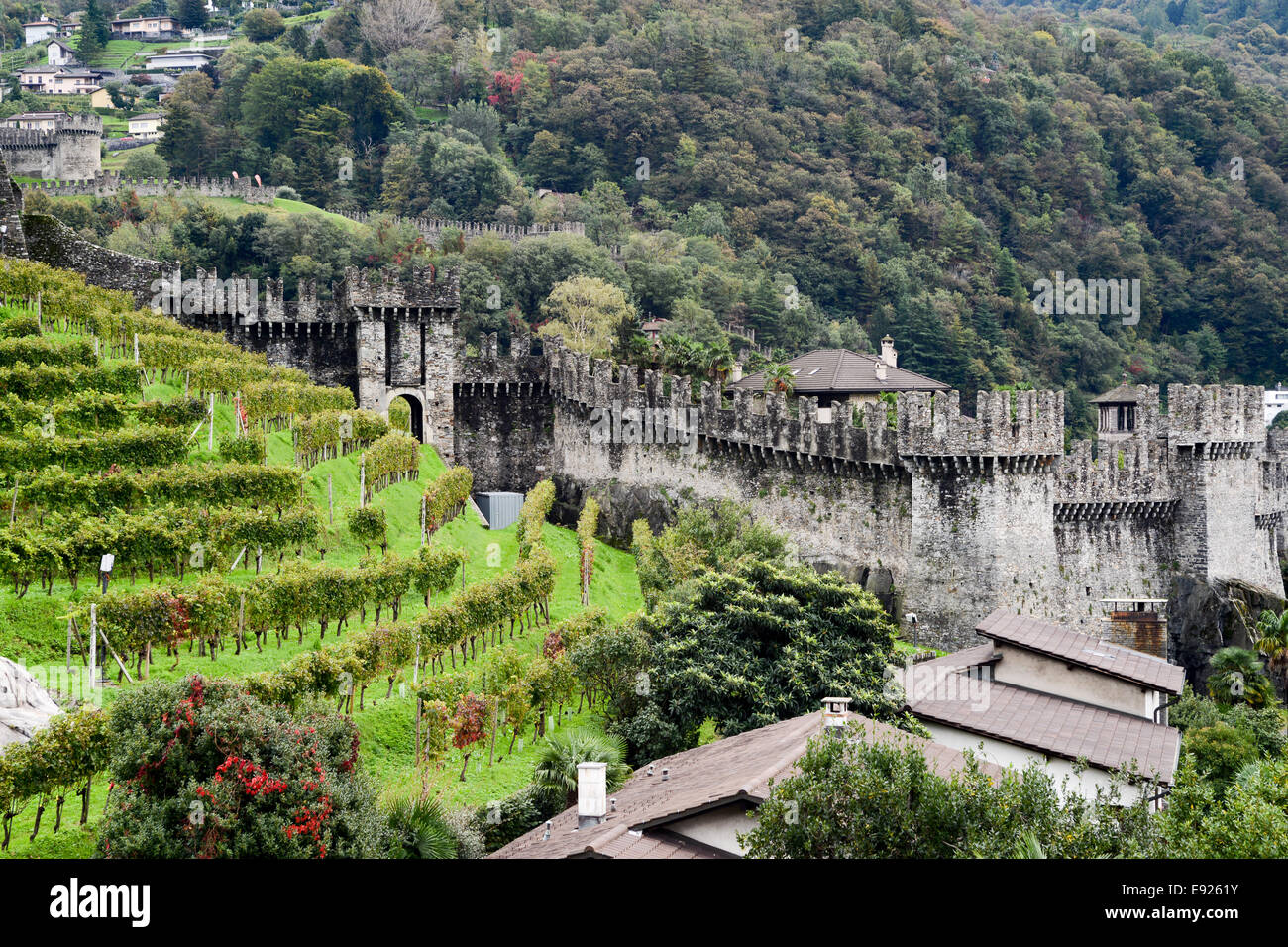 The Fort of Castelgrande at Bellinzona on the Swiss alps, Unesco world ...