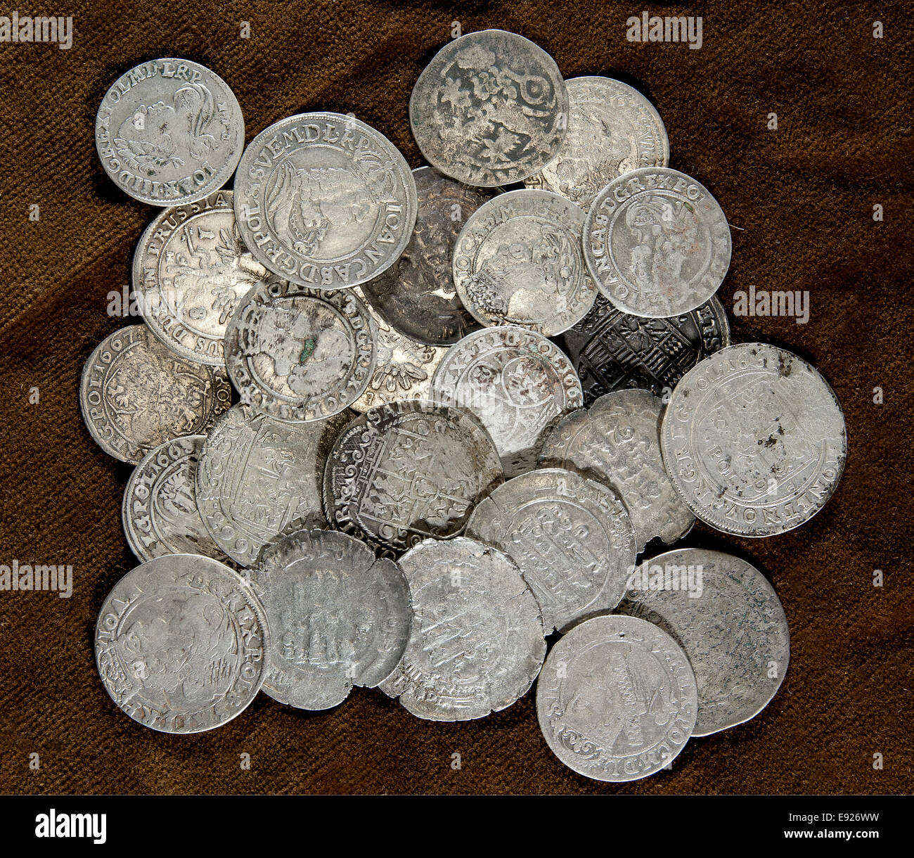 old silver coins Stock Photo - Alamy